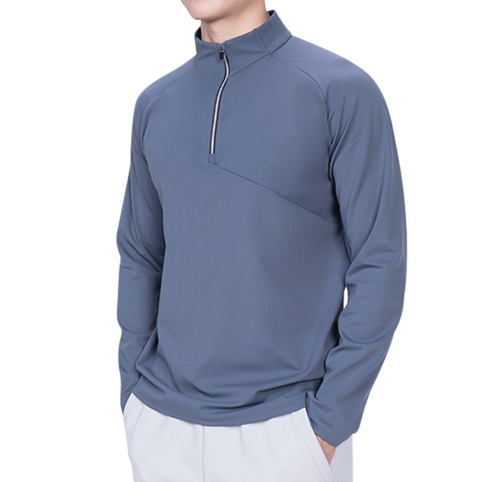 JUUYY Men's Quarter Zip Pullover Lightweight Long Sleeve Hiking ...