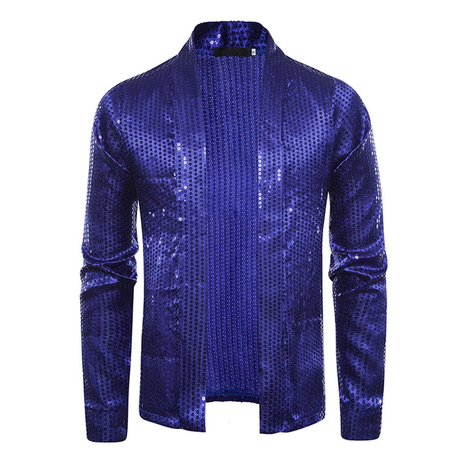 JUUYY Men's Sequins Long Sleeve Shirt Metallic Shirt Shiny No Button ...