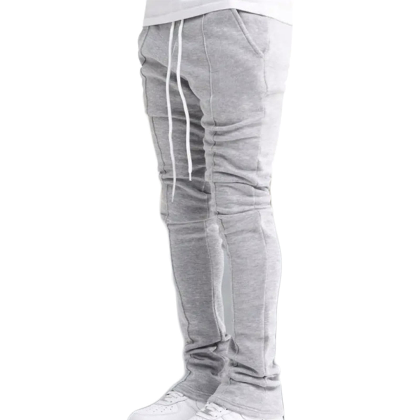 JUUYY Men's Solid Color Drawstring Waist Casual Jogger Pants Stacked ...