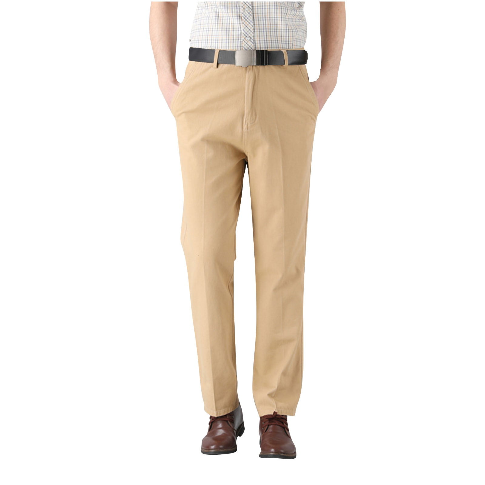 JUUYY Men's Solid Color Tapered Trousers Stylish Slim-Fit Business ...