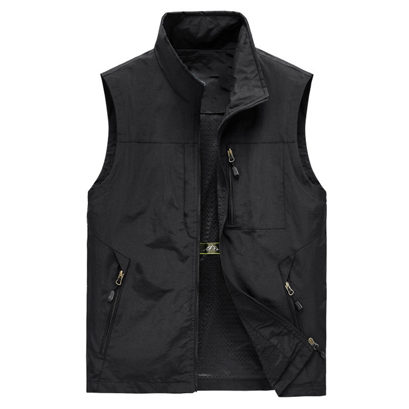 JUUYY Men's Stand Collar Fishing Vest Summer Outdoor Sports Photography ...