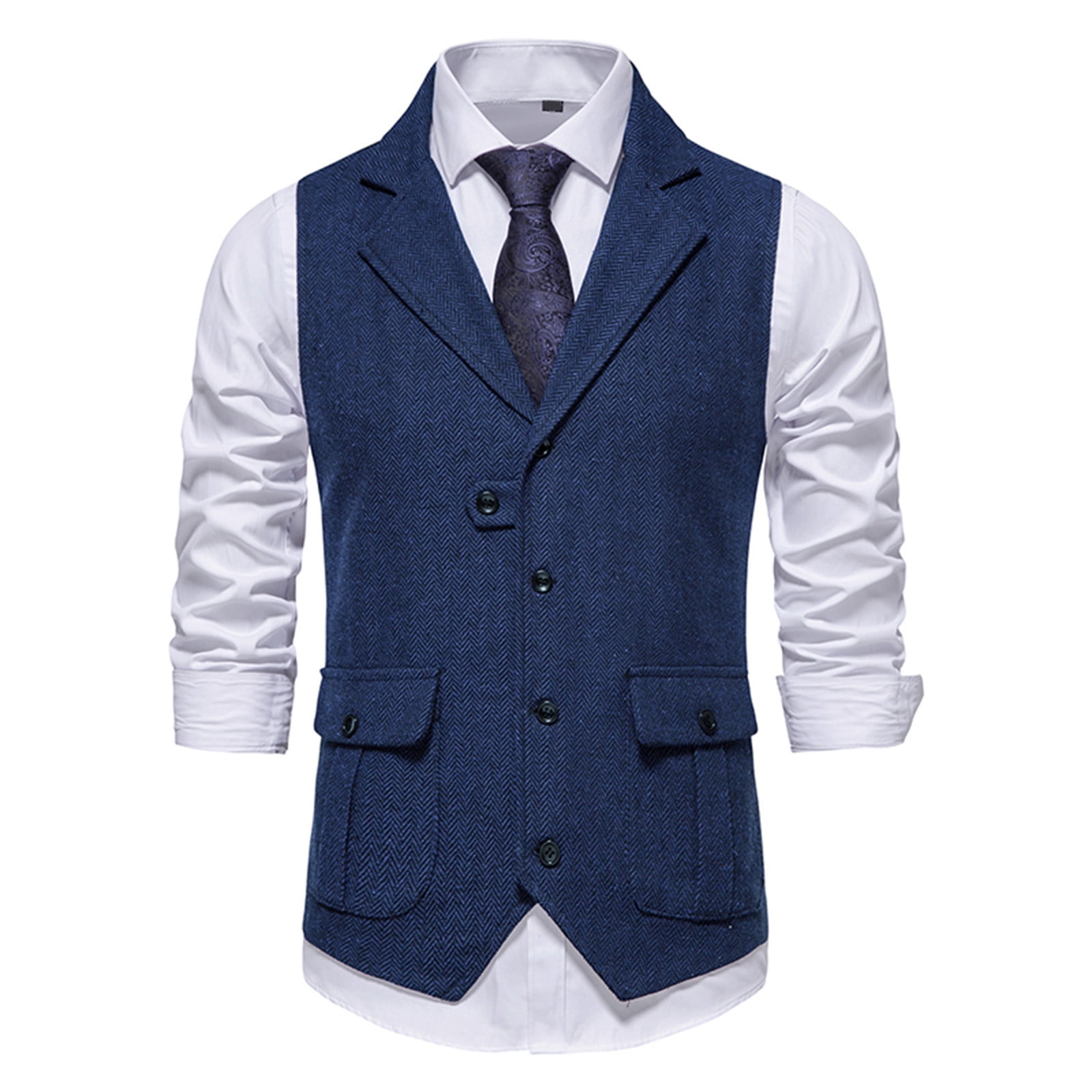 JUUYY Men 's Suit Vest Herringbone Tweed Suit Vest Business Formal ...