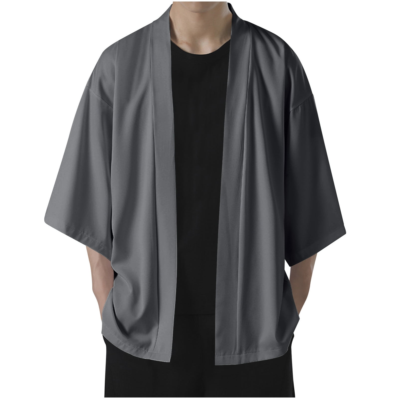 JUUYY Men's Summer Kimono Half Sleeve Men's Beach Kimono Shirt Japanese ...