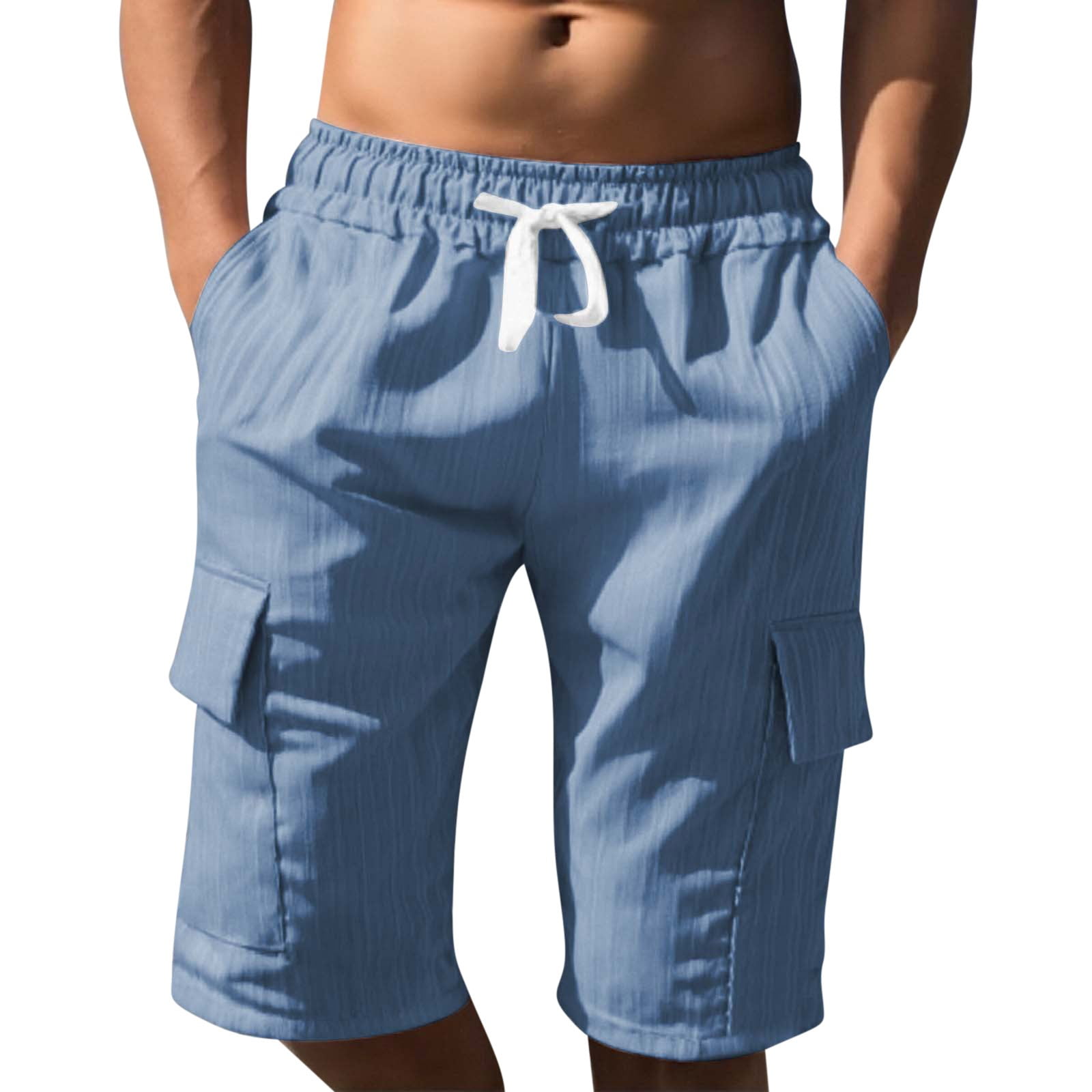 JUUYY Men's Summer Multi Pocket Cargo Shorts Drawstring Elastic Waist ...