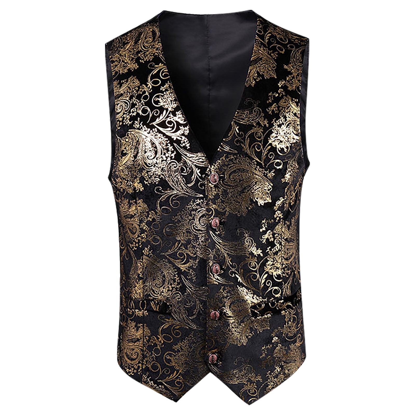 JUUYY Men's Vintage Paisley Suit Vest Silk Floral Jacquard Casual ...