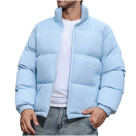 JUUYY Men's Winter Padded Jackets Full Zipper Windproof Jacket Solid ...