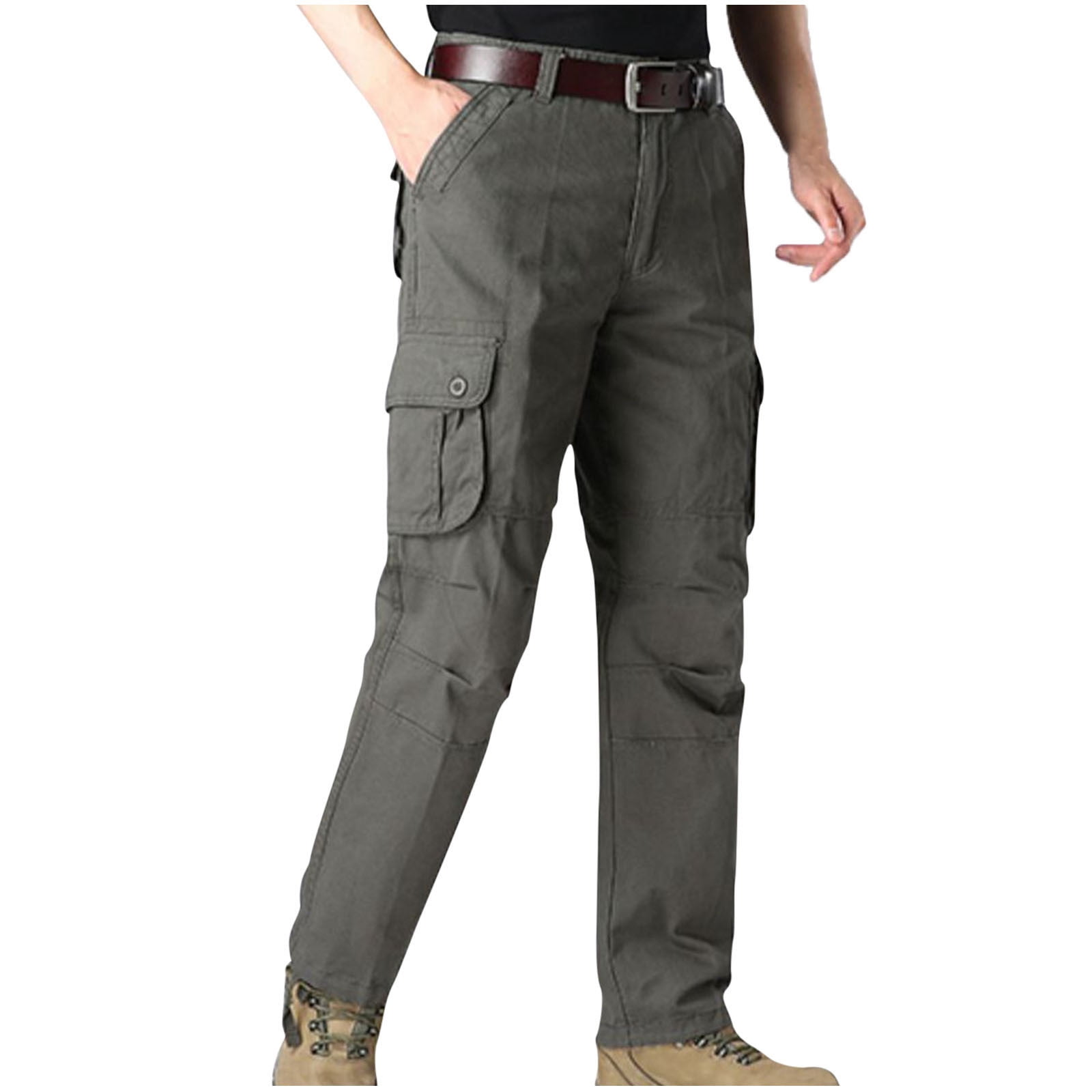 JUUYY Men’s Work Pants Big and Tall Cotton Cargo Pants Multi-Pockets ...