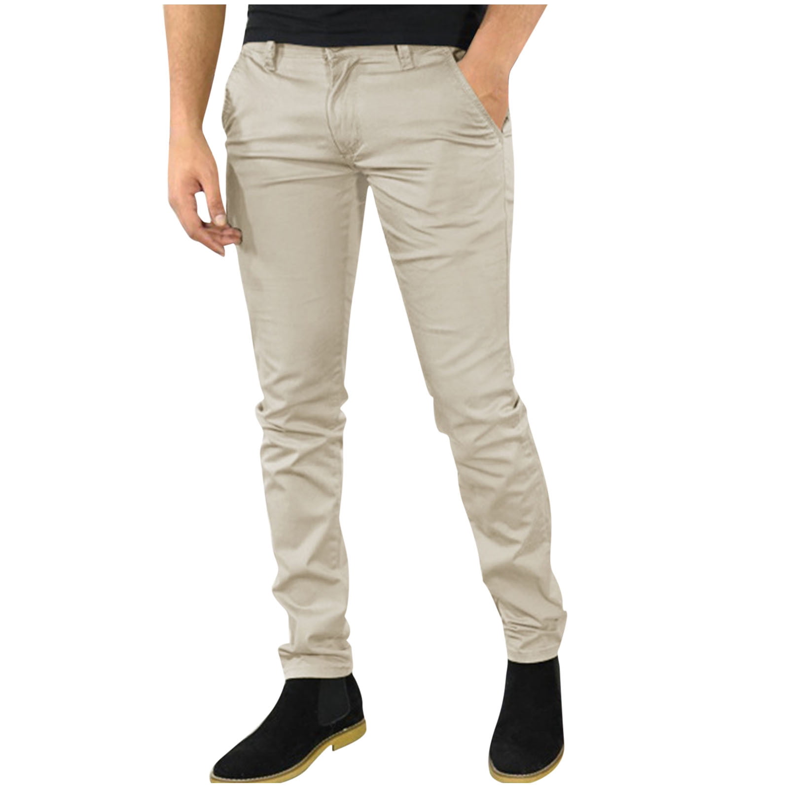 JUUYY Mens Business Casual Dress Pants Slim Fit Solid Color Lightweight ...