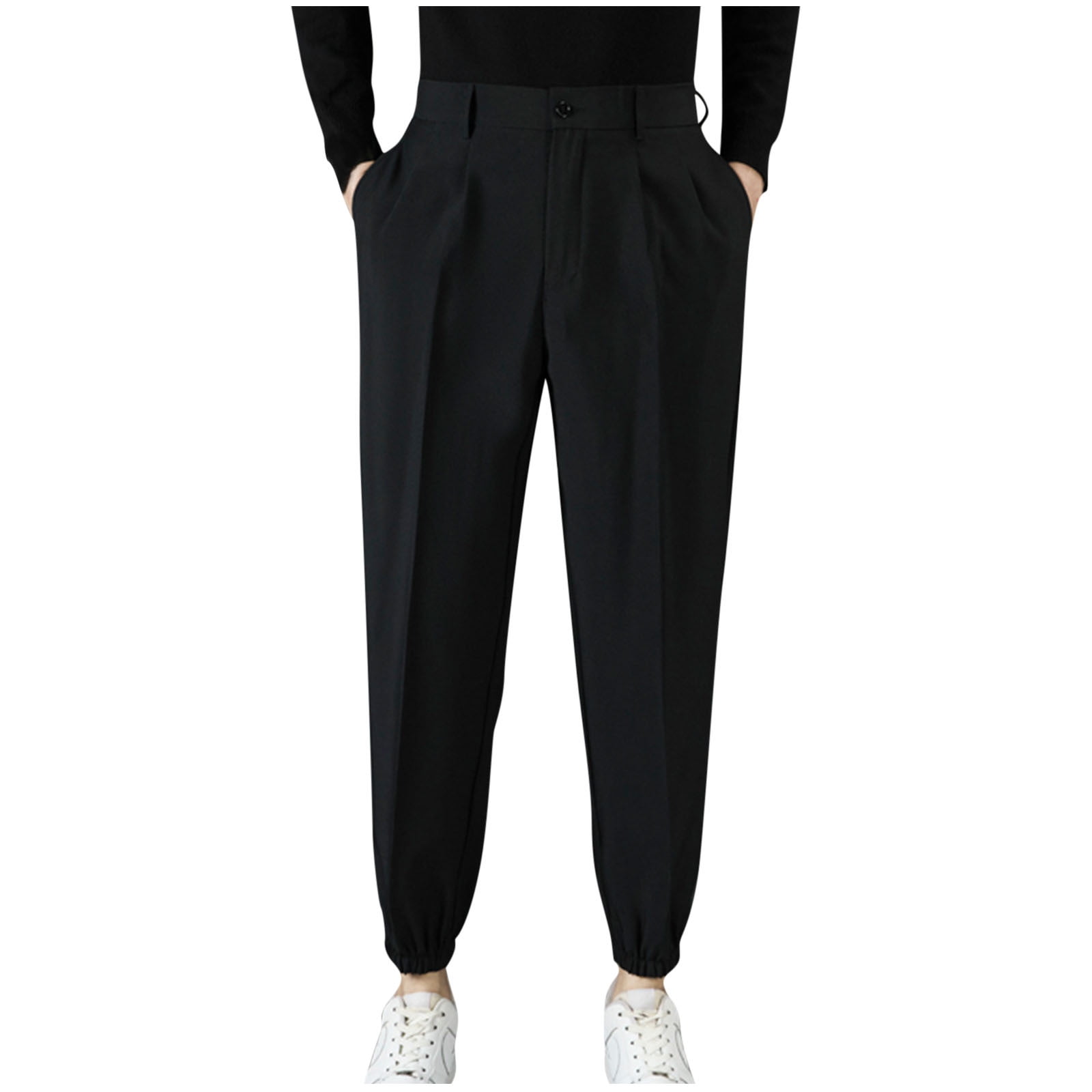 JUUYY Mens Dress Pants Drape Regular Fit Solid Color Business Casual ...