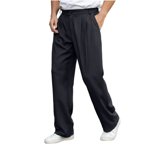 JUUYY Mens Dress Pants Relaxed Fit Classic Pleated Front Formal Pants ...