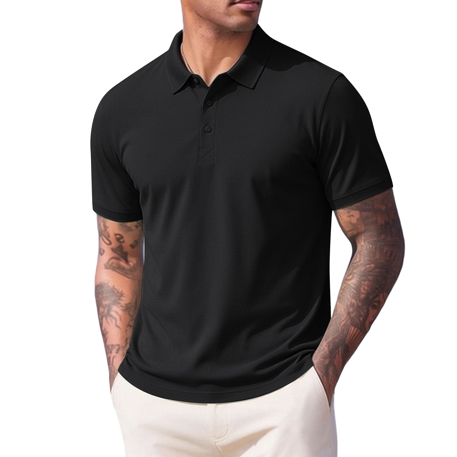 JUUYY Mens Golf Shirts Short Sleeve Lightweight Collared Shirts Button ...