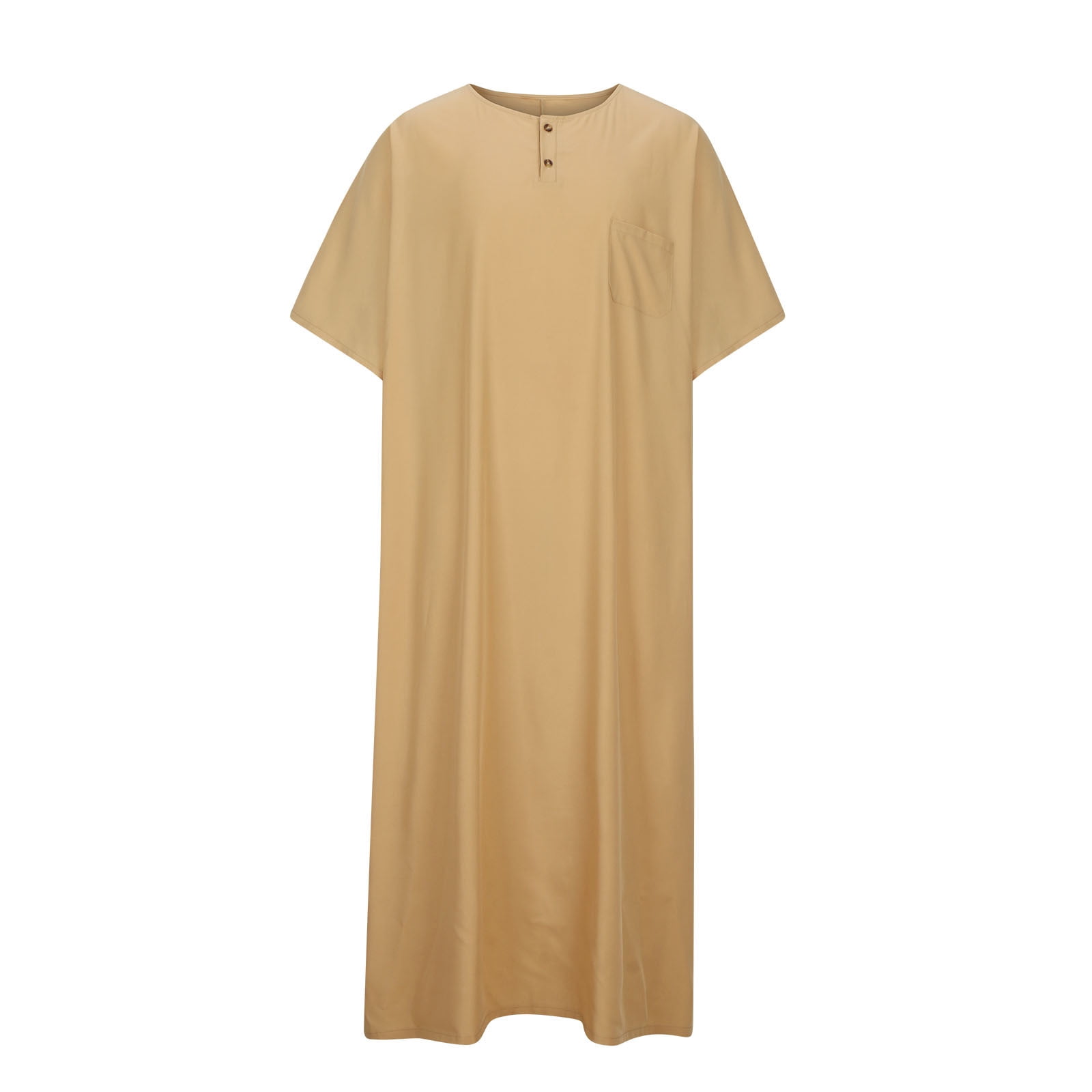 JUUYY Mens Solid Color Muslim Clothes Short Sleeve Crew Neck Thobes Big ...