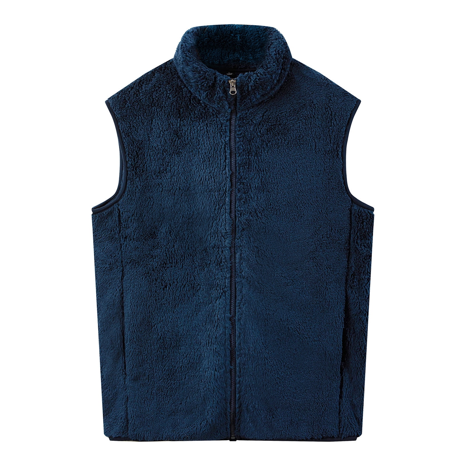 JUUYY Mens Solid Color Winter Vest Jacket Sherpa Vest Sleeveless Stand ...