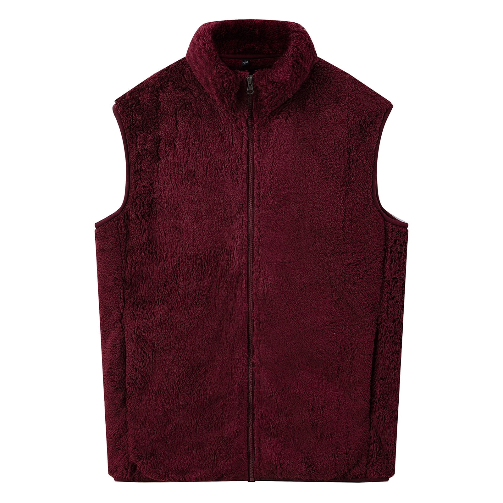JUUYY Mens Solid Color Winter Vest Jacket Sherpa Vest Sleeveless Stand ...