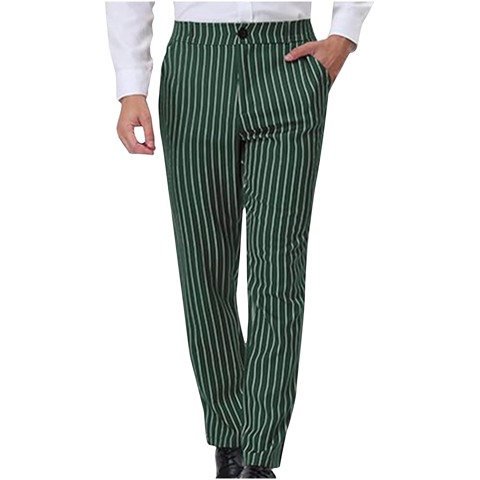 JUUYY Mens Suit Pants Classic Striped Straight Leg Formal Dress Pants ...
