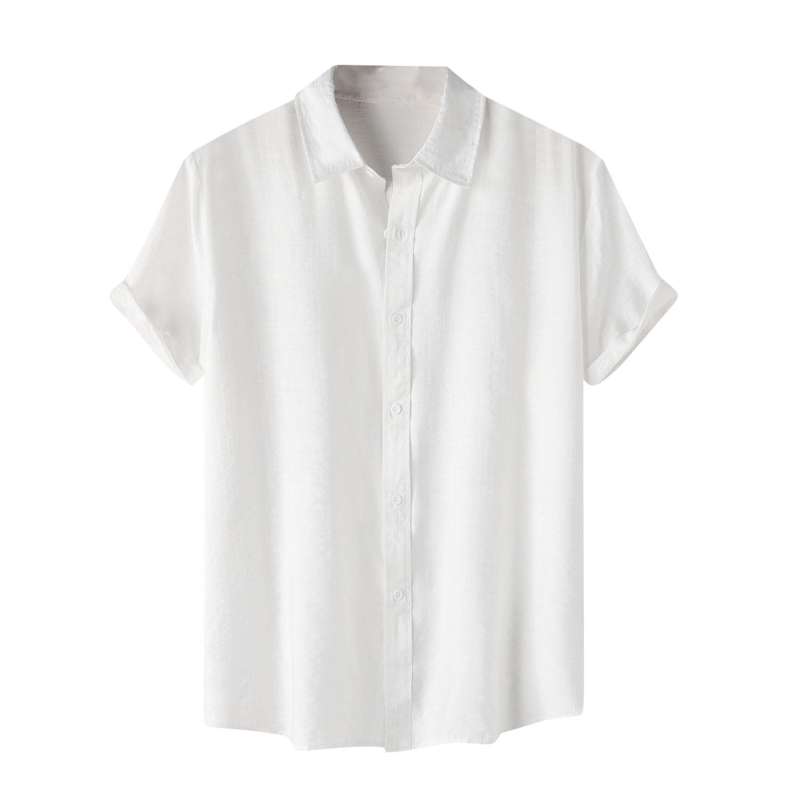 JUUYY Mens Summer Solid Color Button Up Shirt Casual Turn Down Collar ...