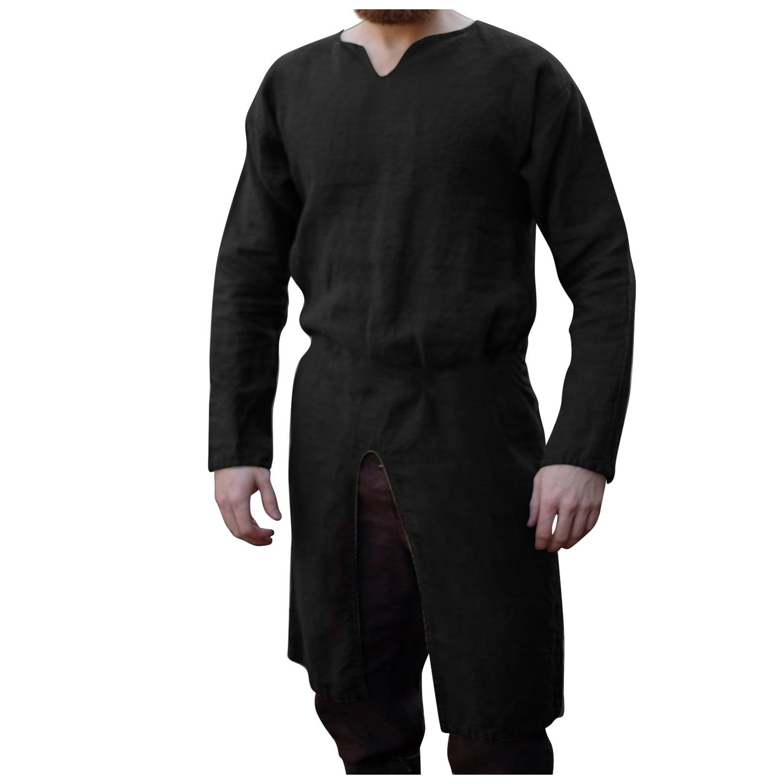 JUUYY Mens Tunic Cotton Linen Retro Medieval Henley Shirts Victorian ...