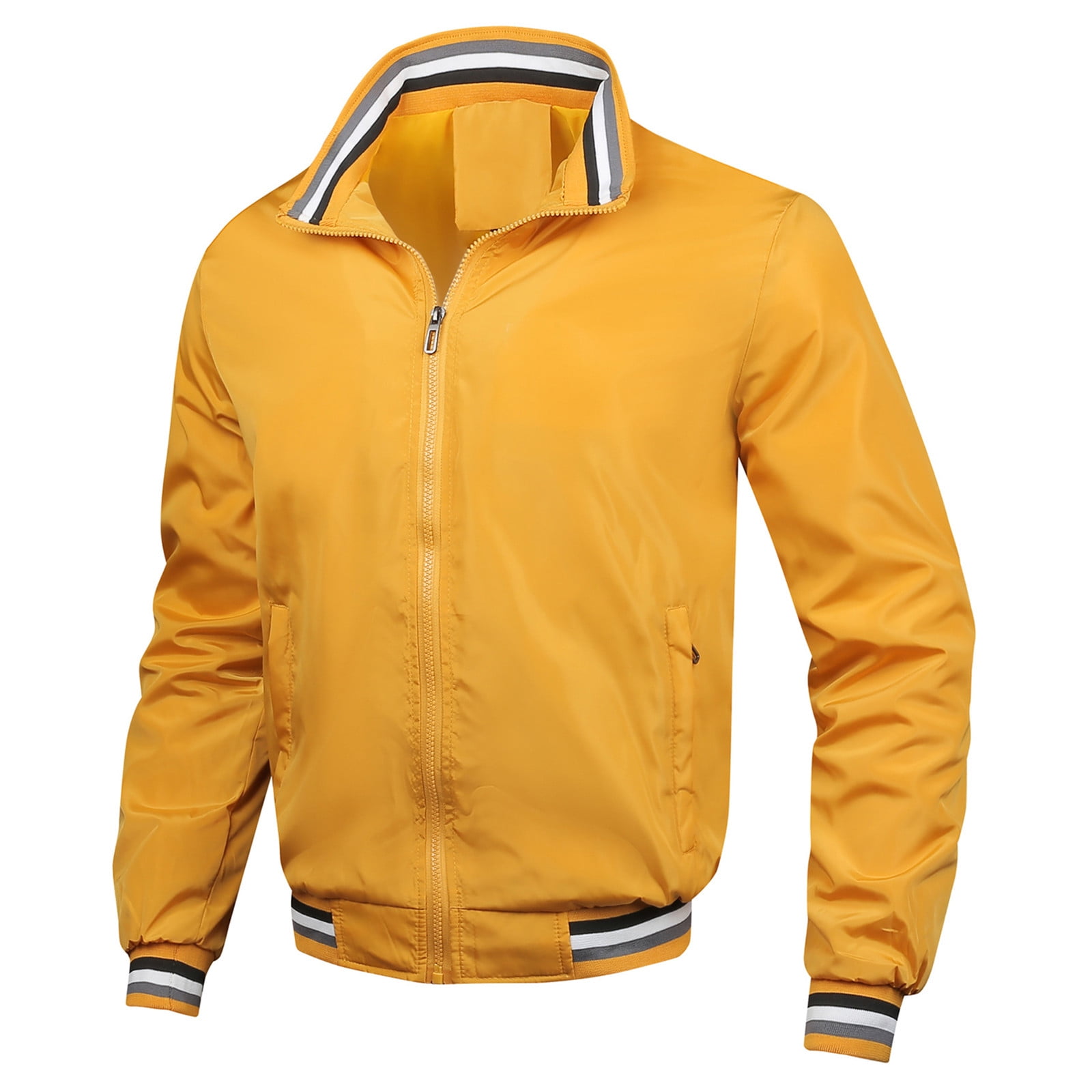 JUUYY Mens Varsity Baseball Jacket Zip Up Active Coat Bomber Jacket ...