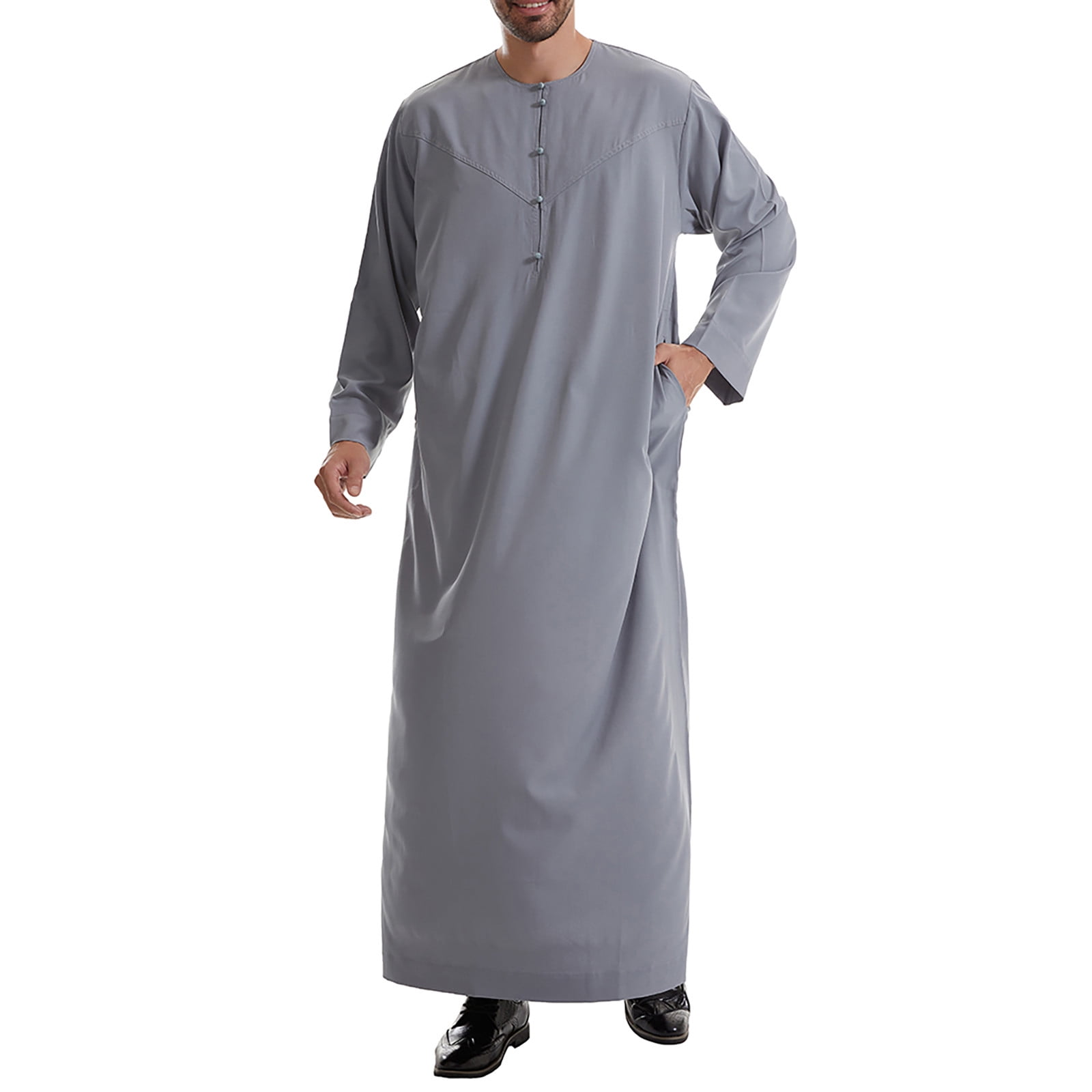 JUUYY Thobe for Men Button down Caftans Big and Tall Thobe with Pocket ...