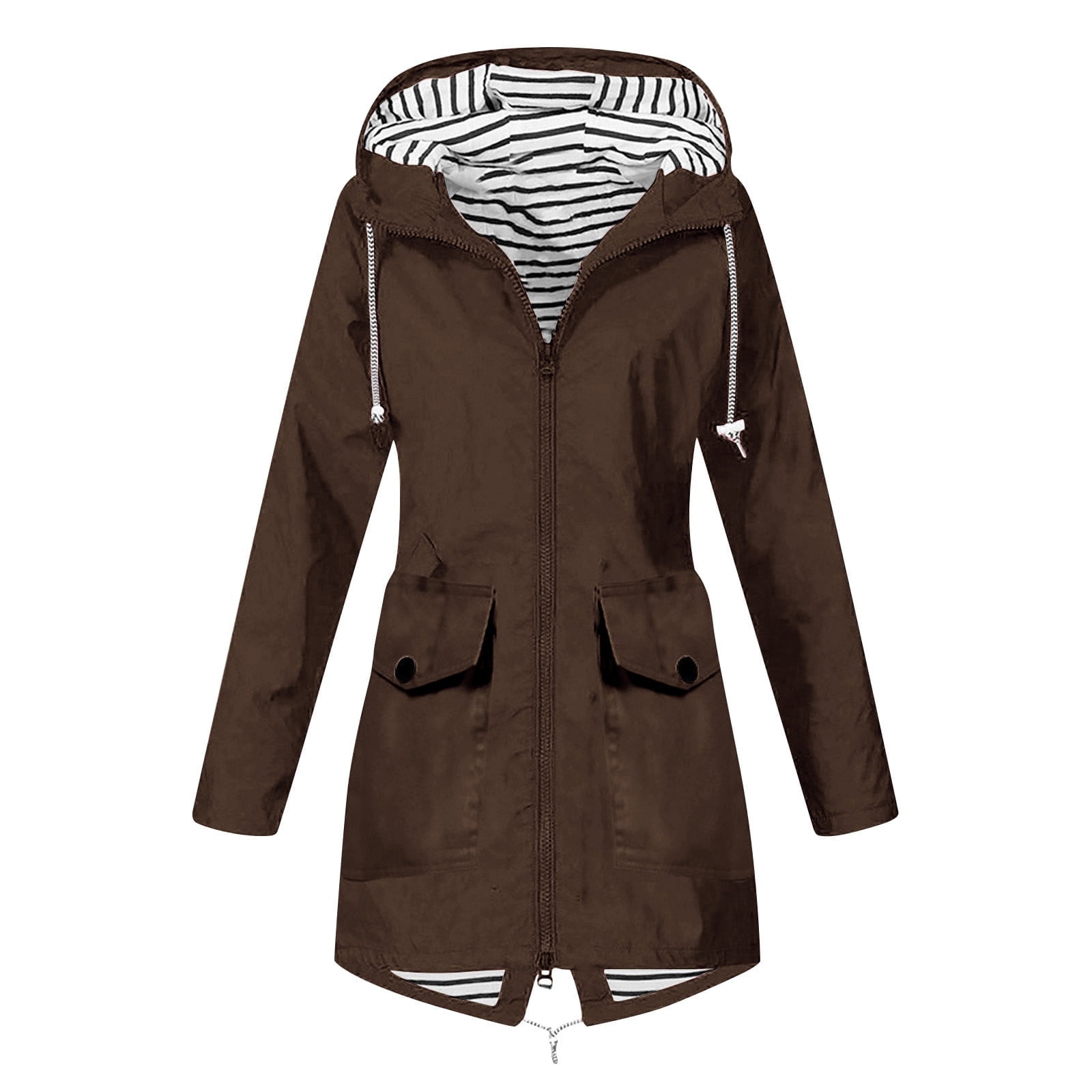 JUUYY Women's Rain Jacket Plus Size Long Raincoat Lightweight ...