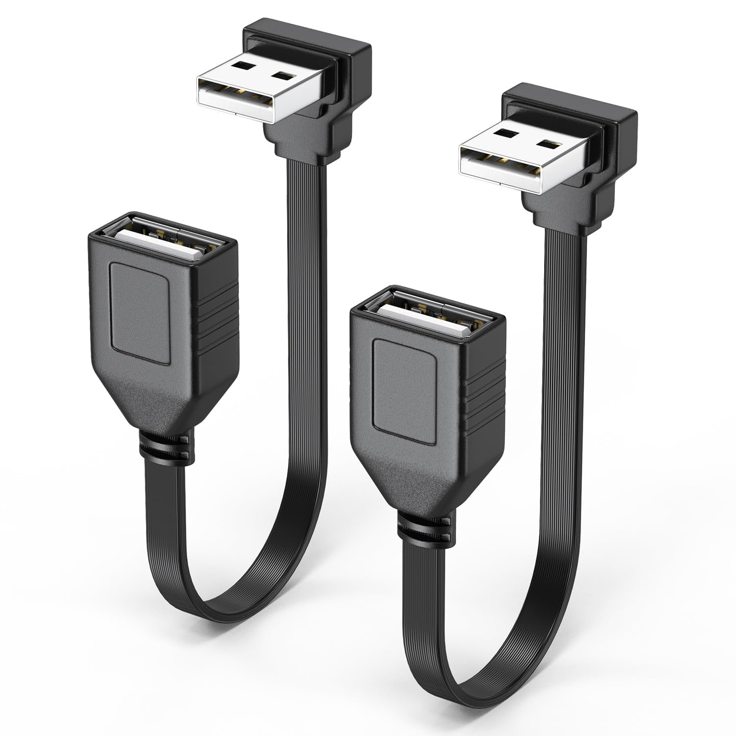 JUXINICE 2 Pack 90 Degree USB2.0 Extension Cable Flat Short 4inch 10CM ...
