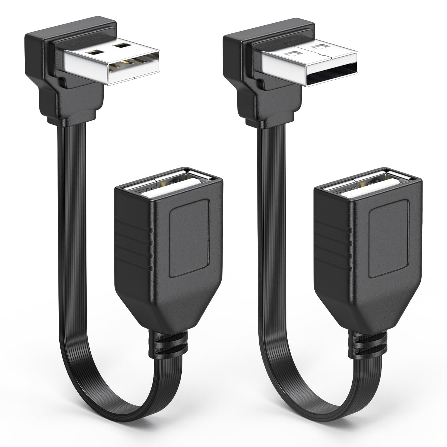 JUXINICE 2PCS 90 Degree USB2.0 Extension Cable Flat Right Angle USB ...