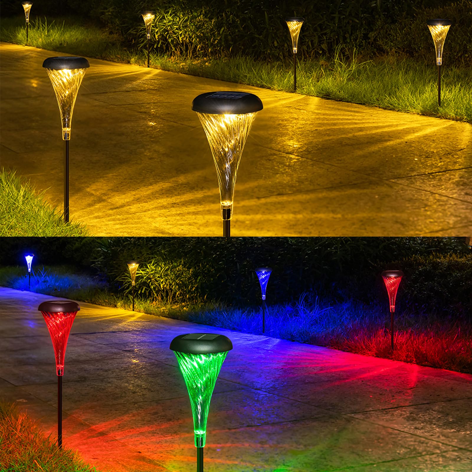 JUXWONE Solar Pathway Light, Color Changing Pathway Light Solar Powered ...