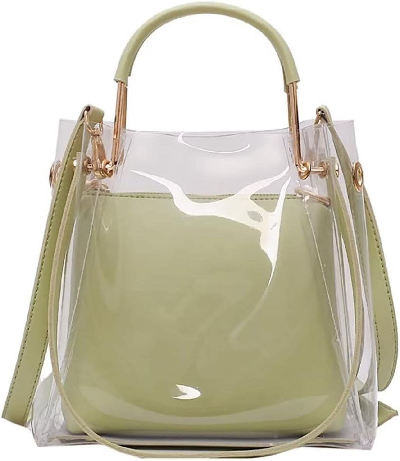 JUYGO Clear Shoulder Bag for Women Cute Bucket Bag Crossbody Purse PVC ...