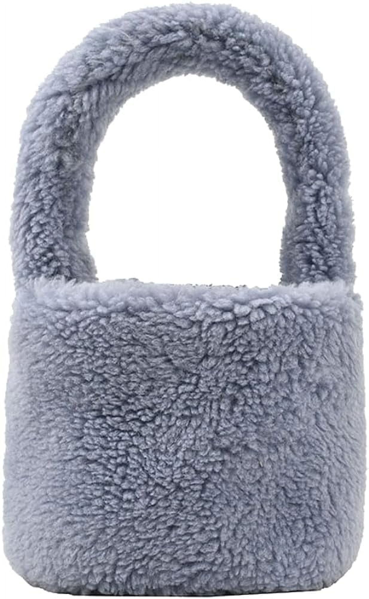 JUYGO Fuzzy Tote Bag for Women Faux Sherpa Small Tote Fluffy Cute ...