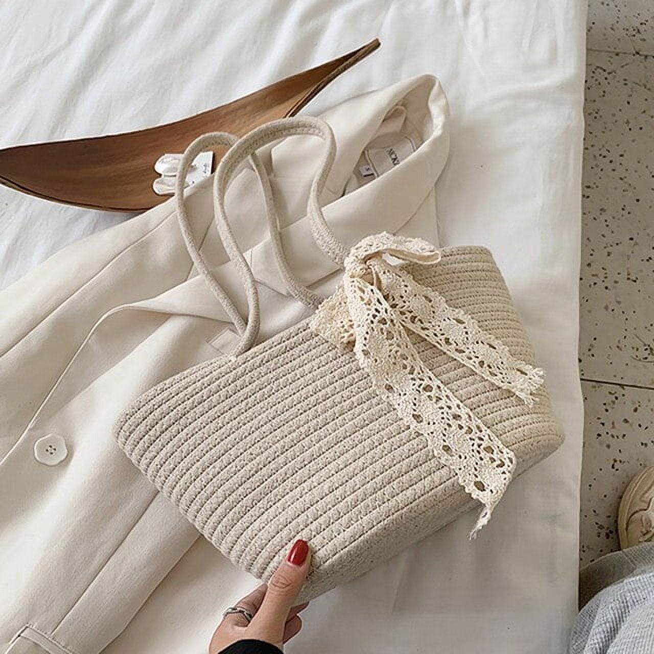 JUYGO Summer Fashion Straw Large Capacity Handbag Totes Handmade Beach ...