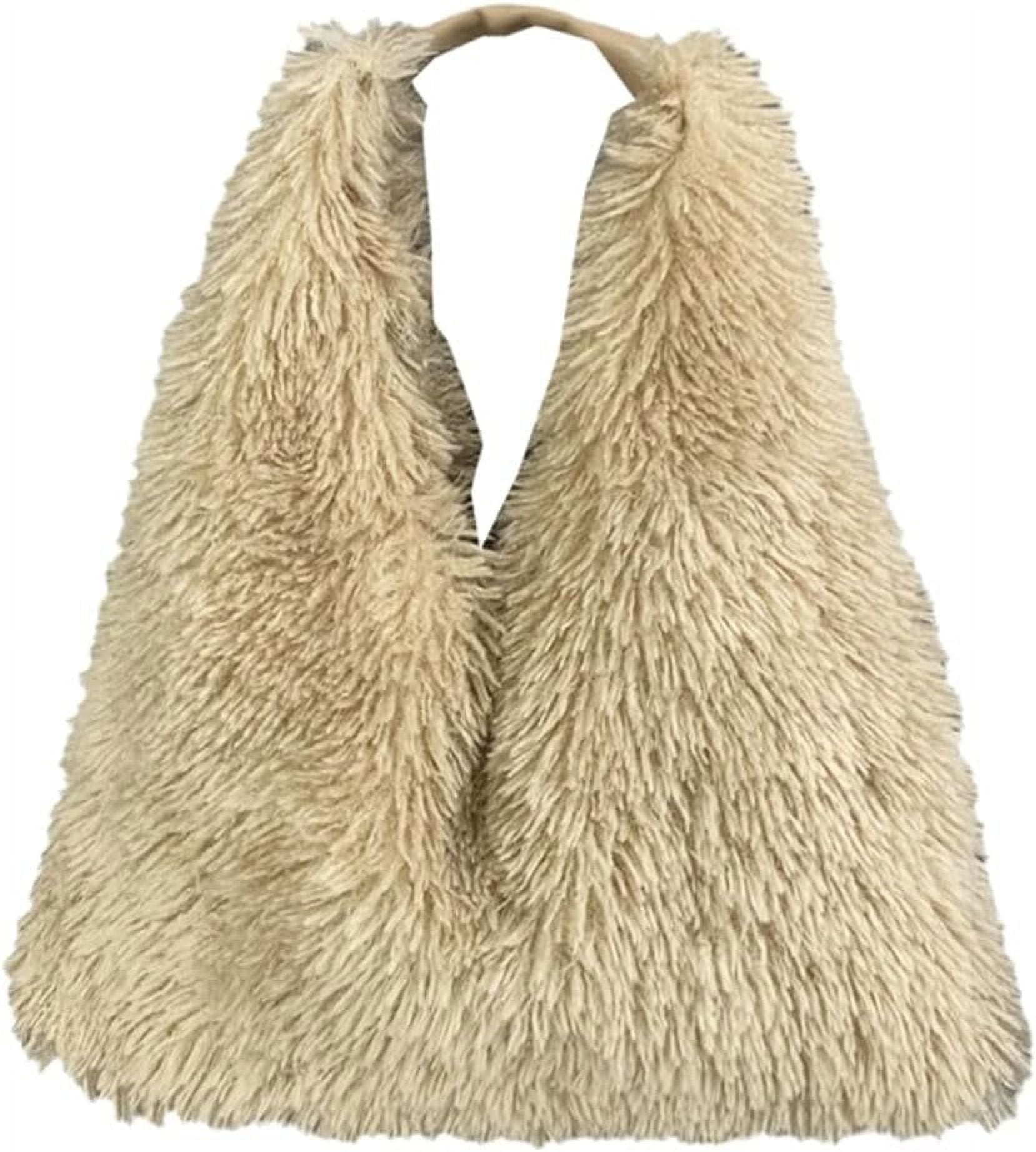 JUYGO Women's Furry Faux Fur Shoulder Bag Fluffy Plush Hobo Bag Soft ...