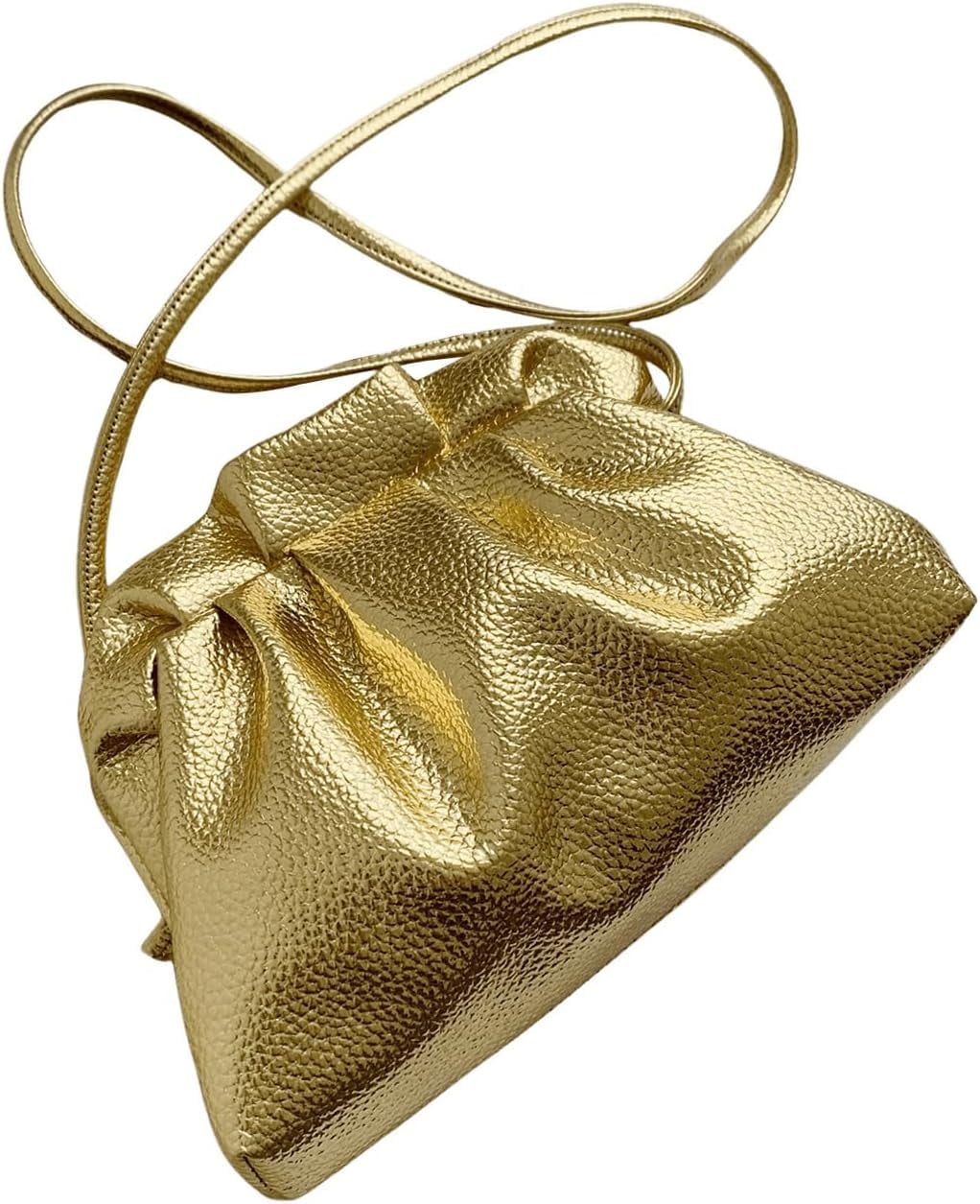 JUYGO Women's Metallic Kiss Lock Small Crossbody Bag Ruched Shoulder ...