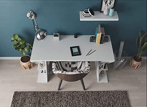 JV Home Papillon Collection White 55 inch Office Desk Long Home Office ...