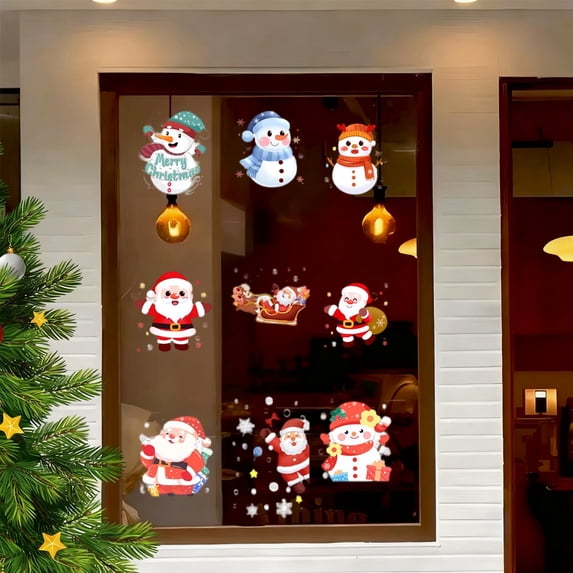 JVBTVB 9-Pack Christmas Tree Cling Window Stickers PVC Decals for Glass ...