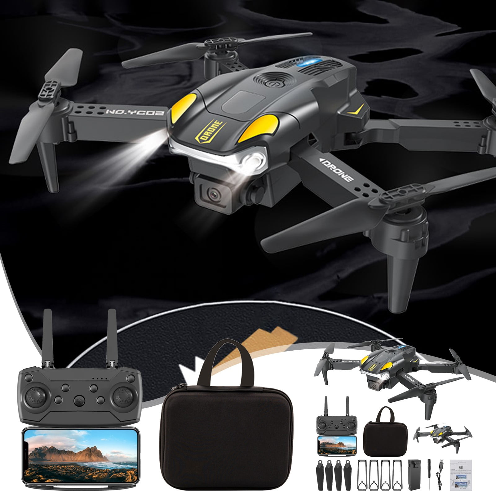 JVBTVB Foldable 1080P FPV Drone with HD Camera, Altitude Hold ...