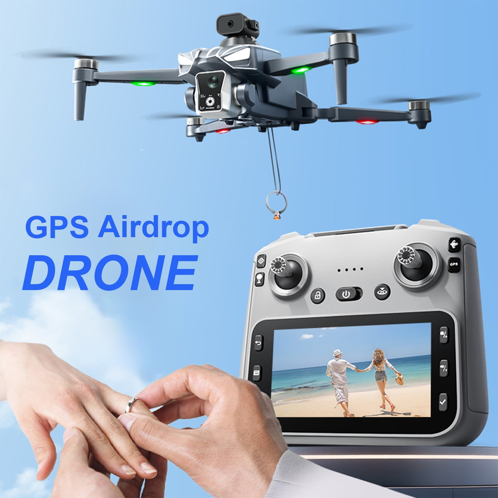 JVBTVB GPS Drone with 4.5 Inch Touch Screen Remote Control, Brushless ...