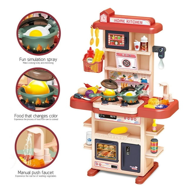 JVBTVB Kids Toy Kitchen Sets, Interactive Kid's Cookplay Kitchen Set ...
