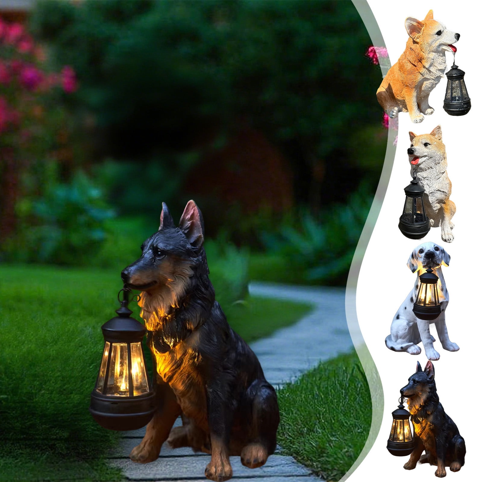 JVBTVB Solar LED Garden Lights Dog Statue Outdoor Lawn & Patio ...