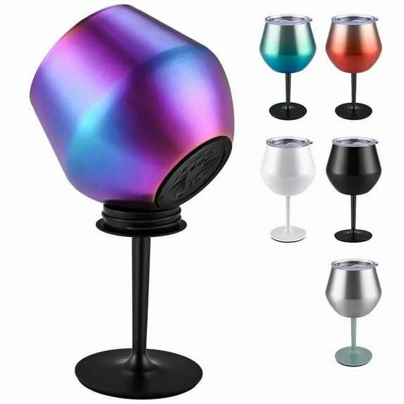 JVBTVB Spill-Proof Wine Glass with Lid, Stainless Steel Insulated ...