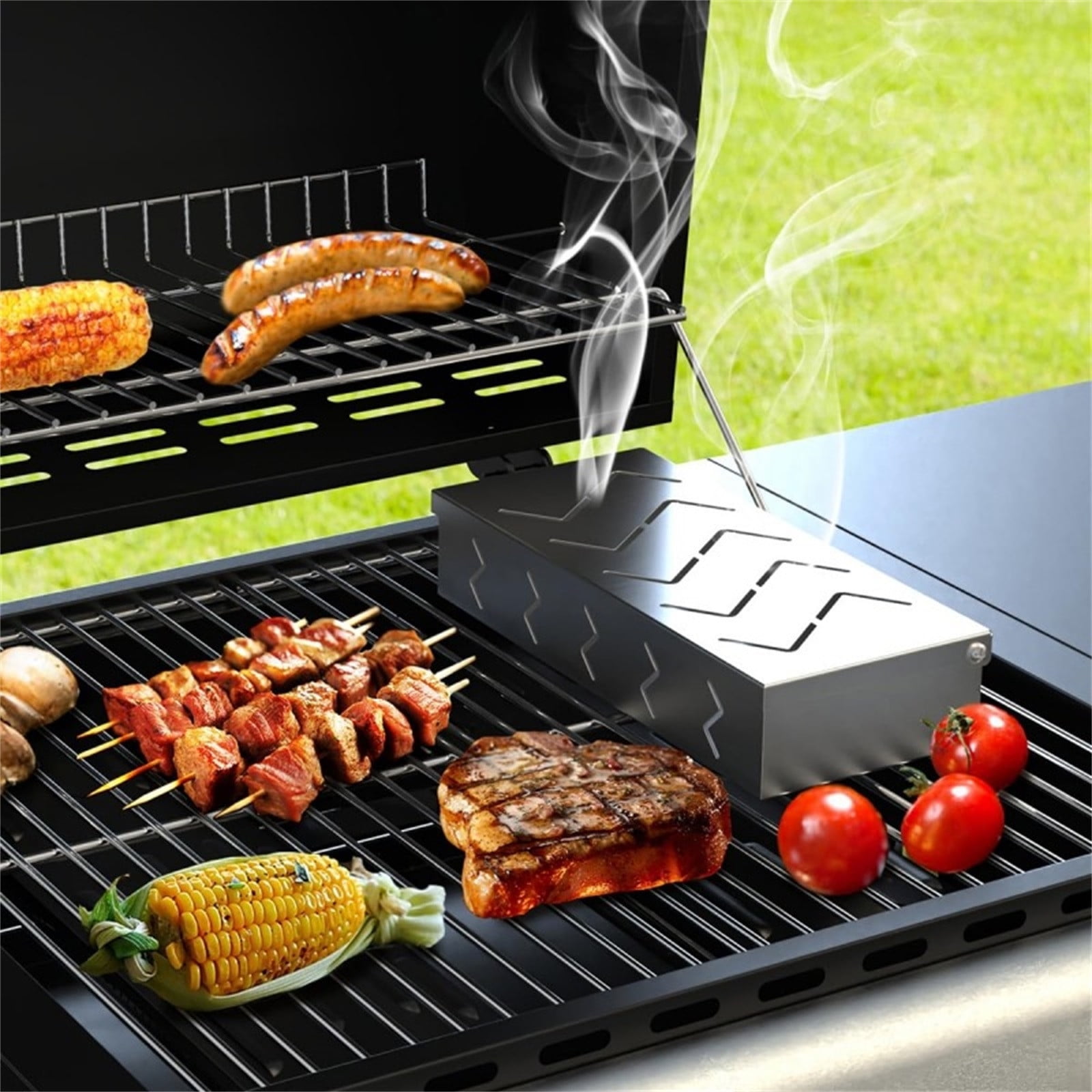 JVBTVB Stainless Steel Rotating BBQ Grill Basket for Smoking - Round ...