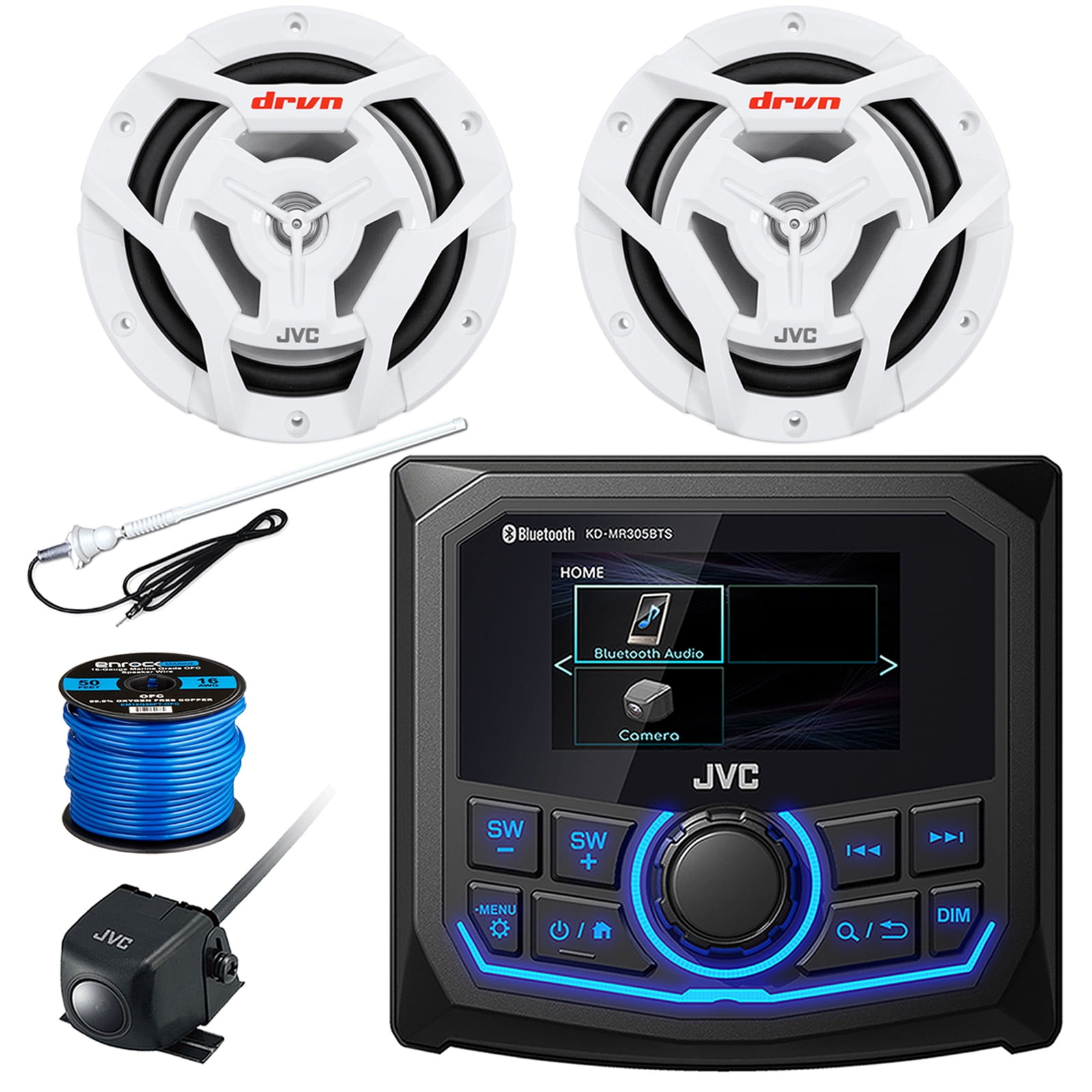 JVC 2.7" Display Bluetooth AM/FM/Weatherband Rear USB AUX Marine Radio ...