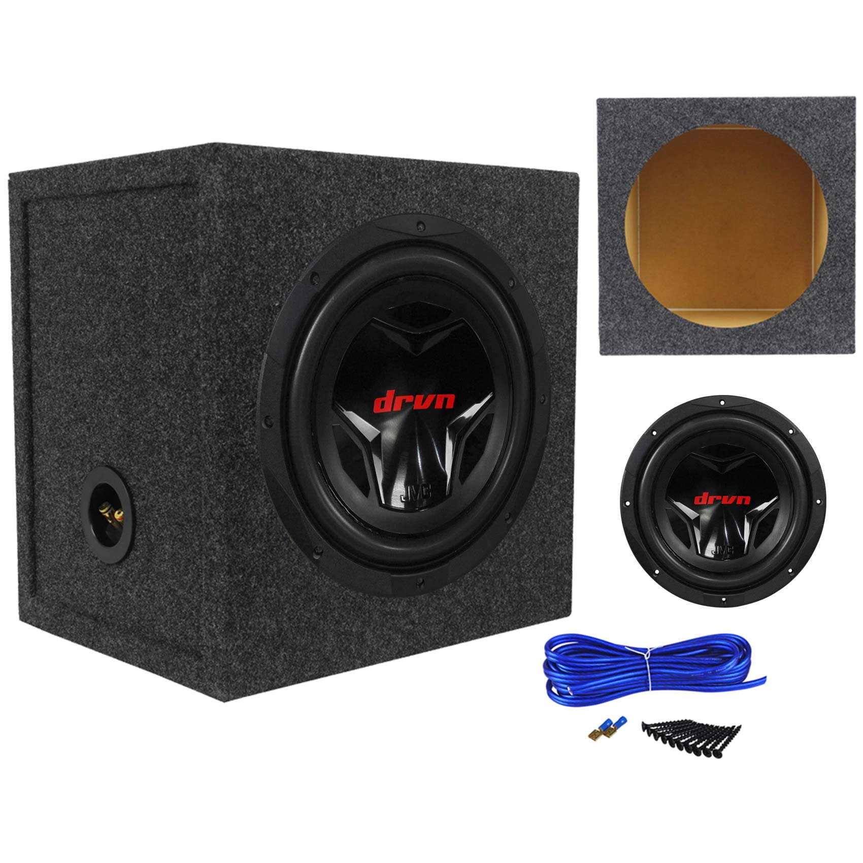 JVC CS-G1210 12" 1200W 4-Ohm Car Subwoofer + Sealed Sub Box Enclosure ...