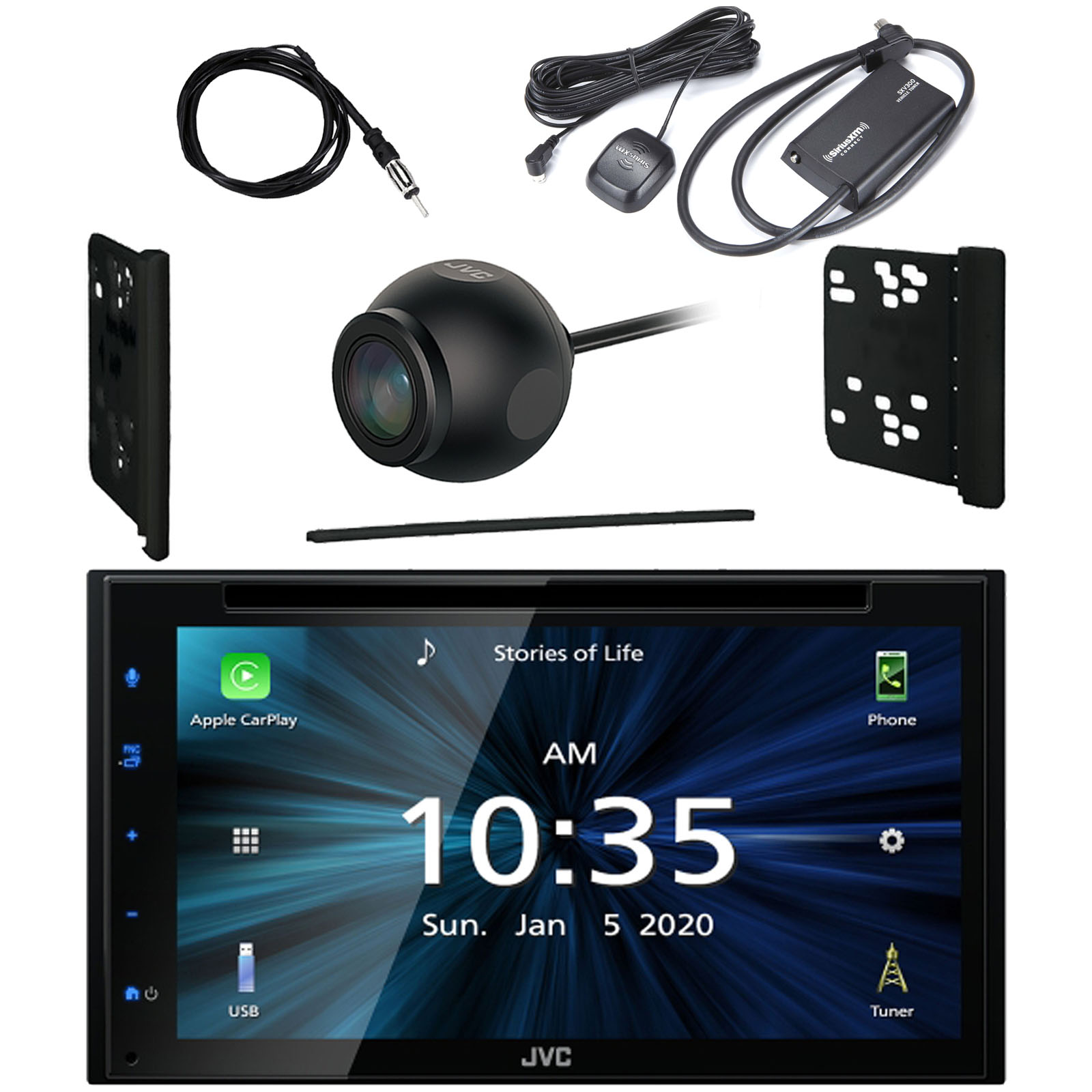 JVC Double DIN 6.8" TouchScreen AM/FM USB Bluetooth DVD Stereo Receiver with RearView Camera ...