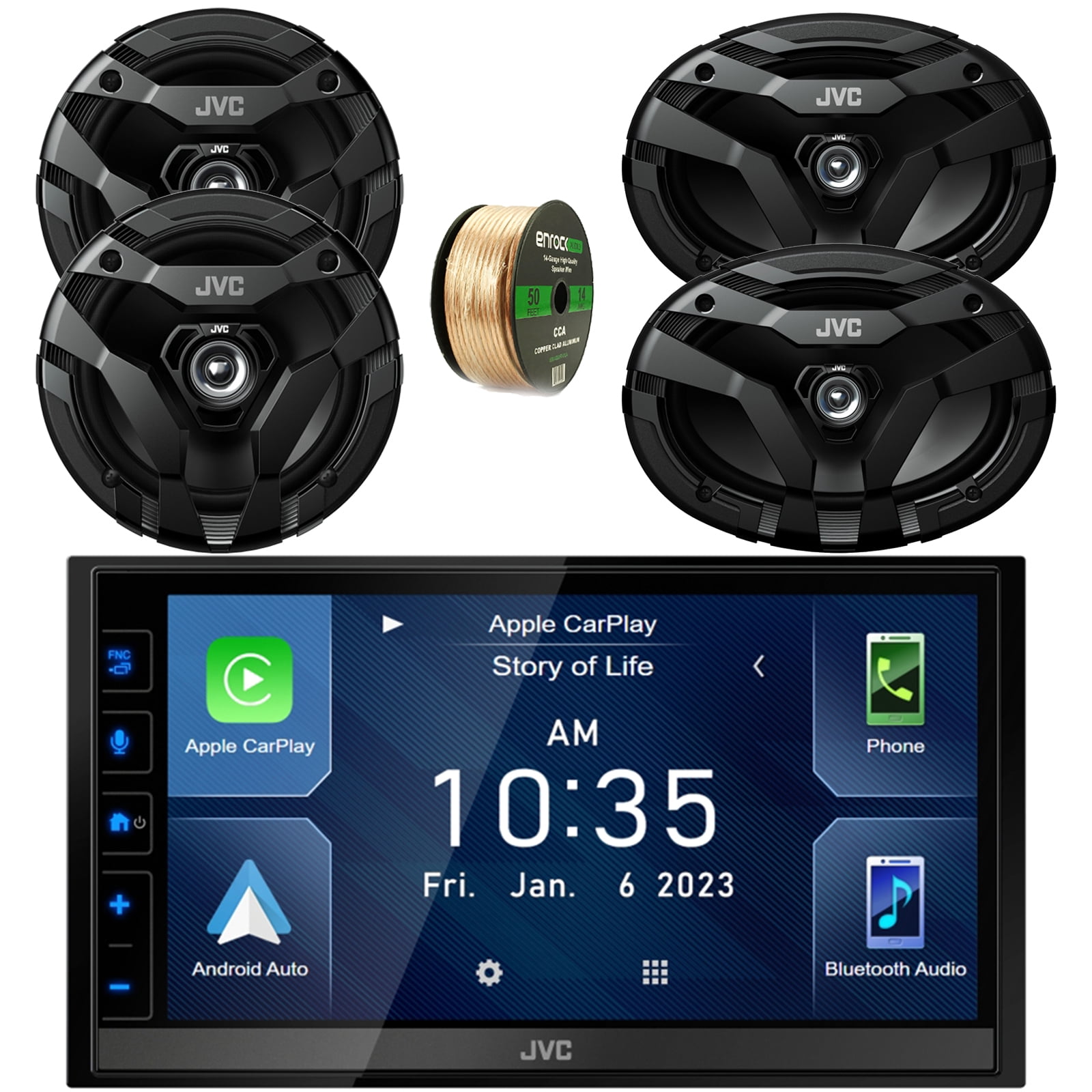 JVC Double DIN 6.8" Touchscreen HDMI Bluetooth USB Digital Multimedia ...