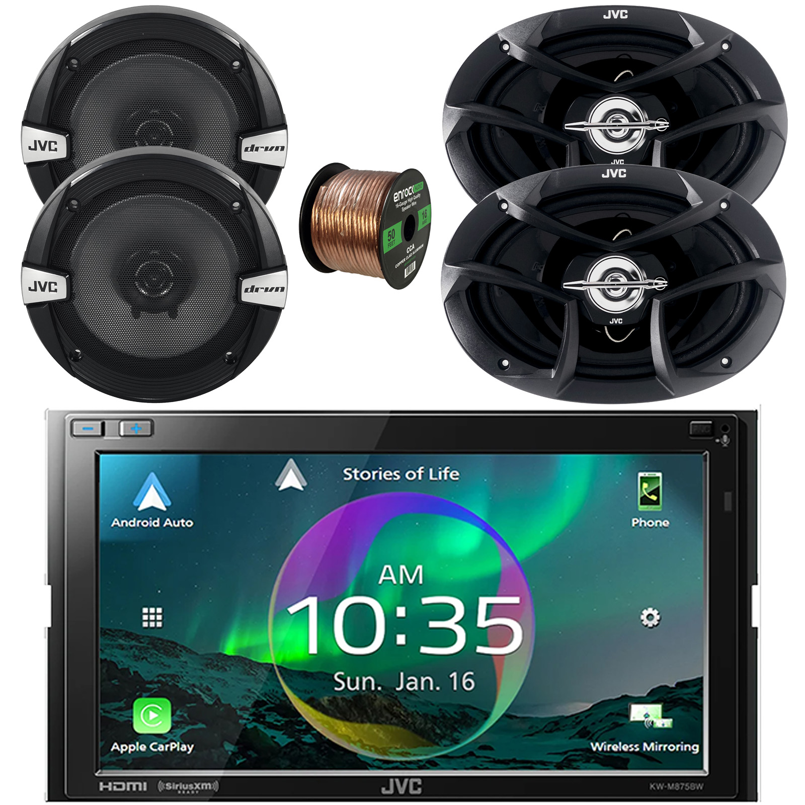 JVC Double DIN 6.8" Touchscreen HDMI/WiFi Bluetooth USB Digital Multimedia Car Radio Receiver ...