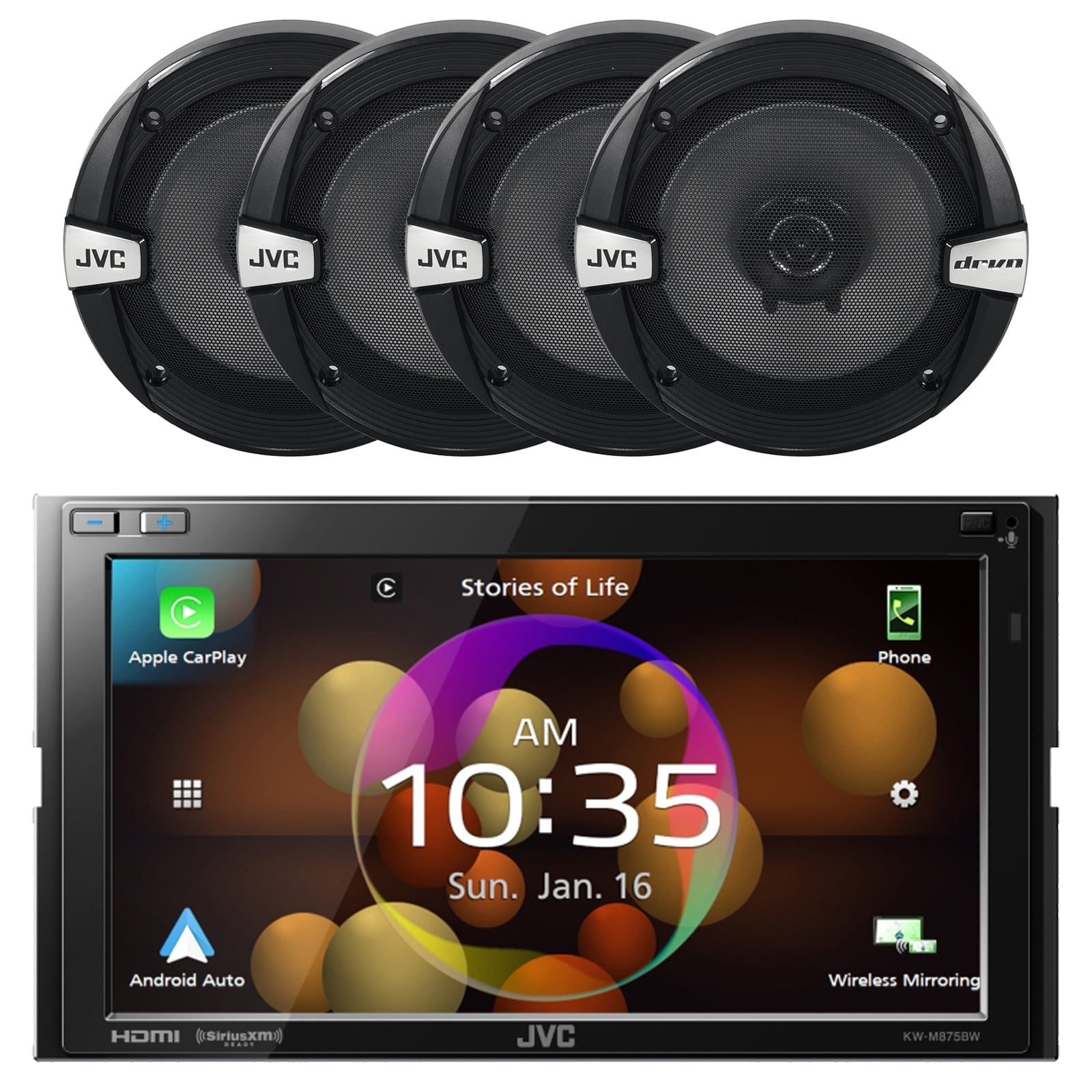 JVC Double DIN In-Dash 6.8" Clear Resistive Touchscreen Bluetooth WiFi ...