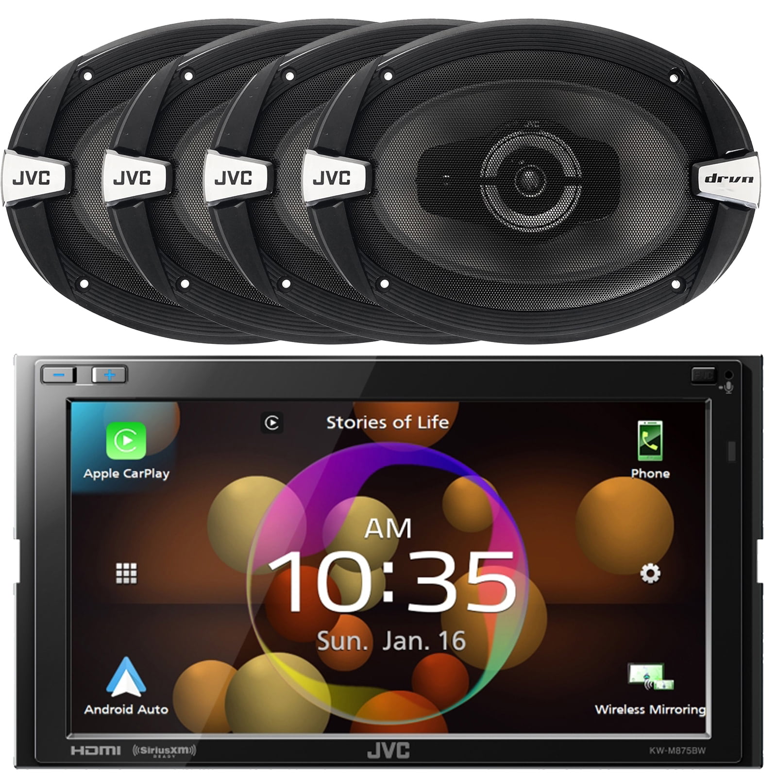 JVC Double DIN In-Dash 6.8" Clear Resistive Touchscreen Bluetooth WiFi ...