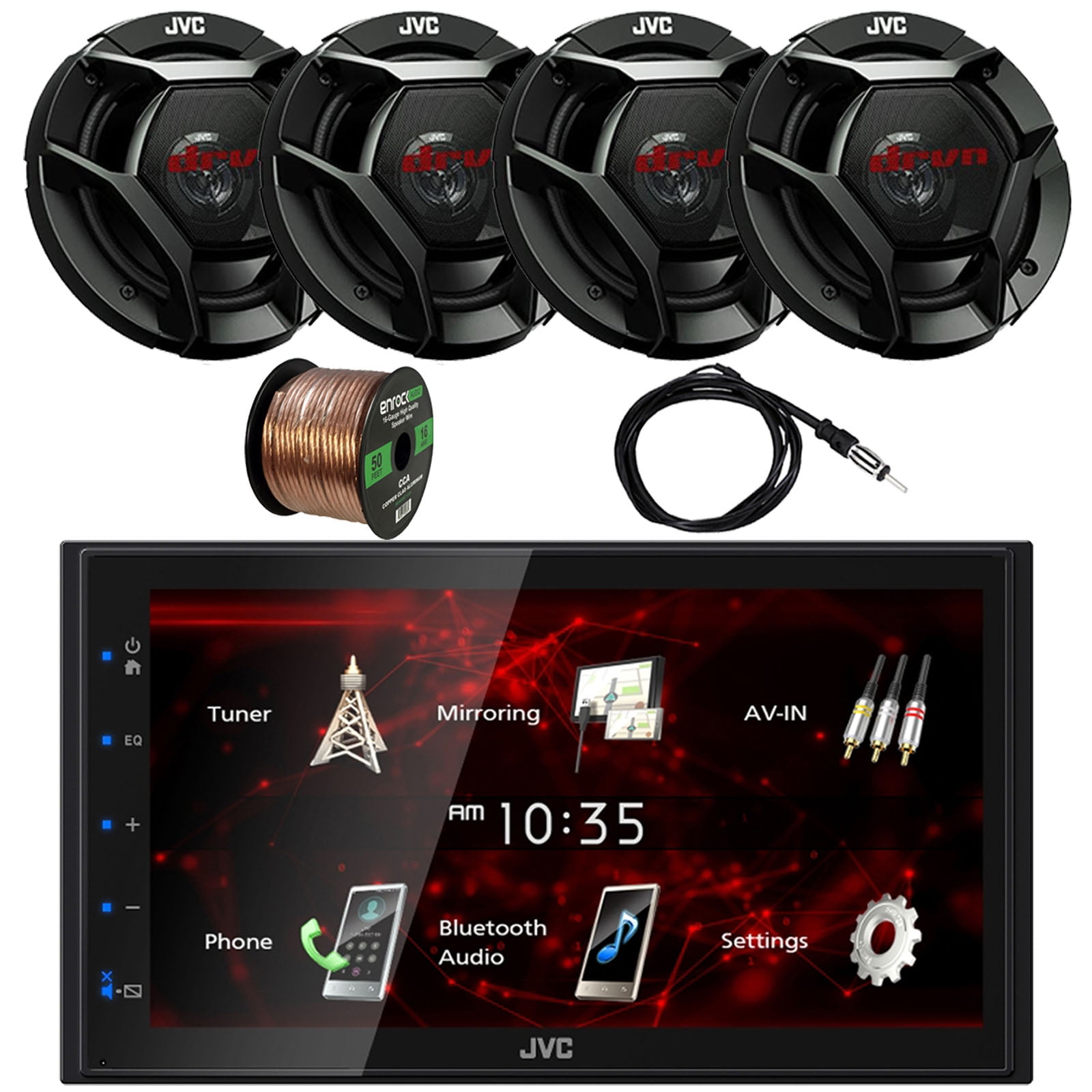 JVC 6.8" Touchscreen Car Stereo with 2-Way Automotive Speakers ...