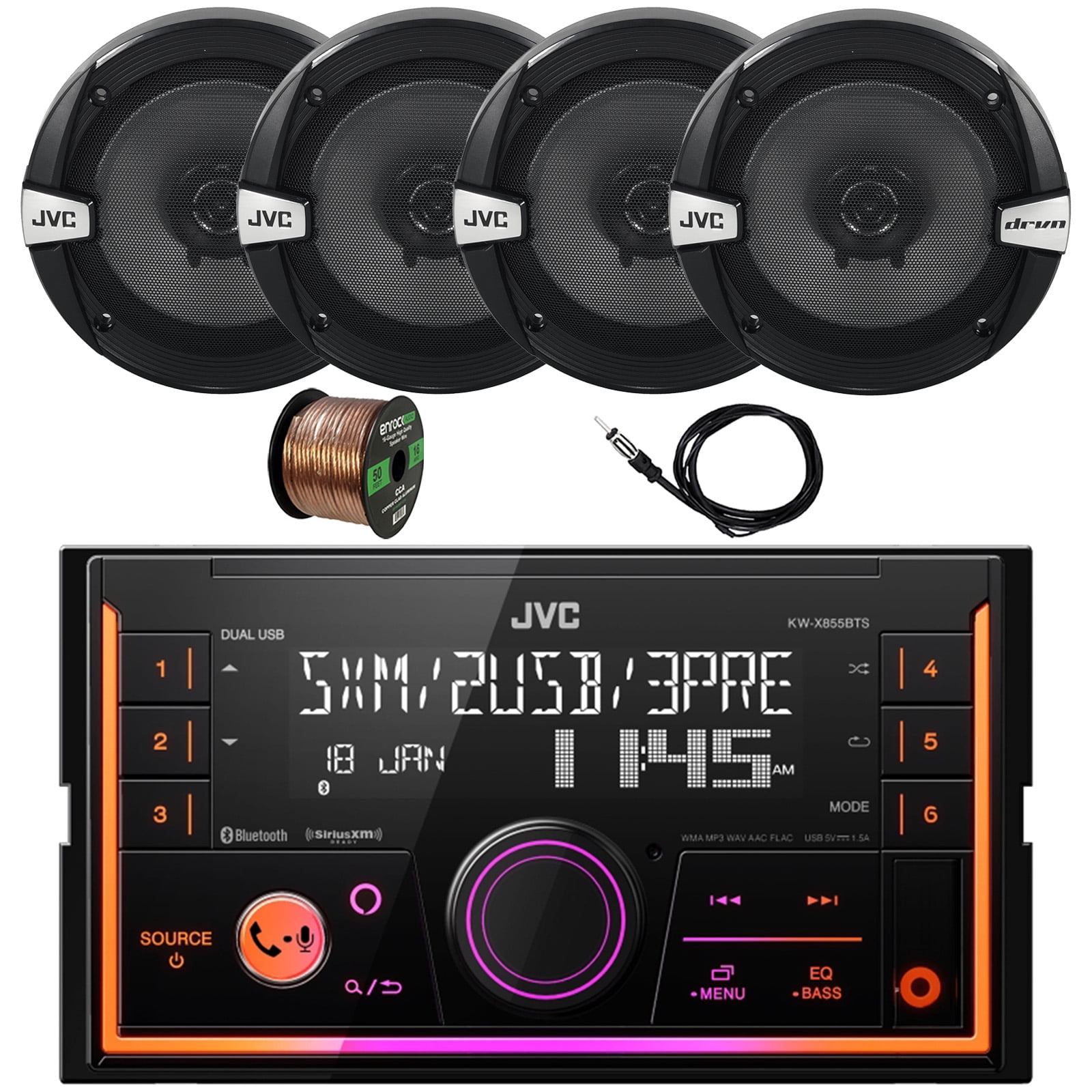 JVC Double DIN In-Dash USB/AUX Bluetooth AM/FM Digital Media Car Radio ...