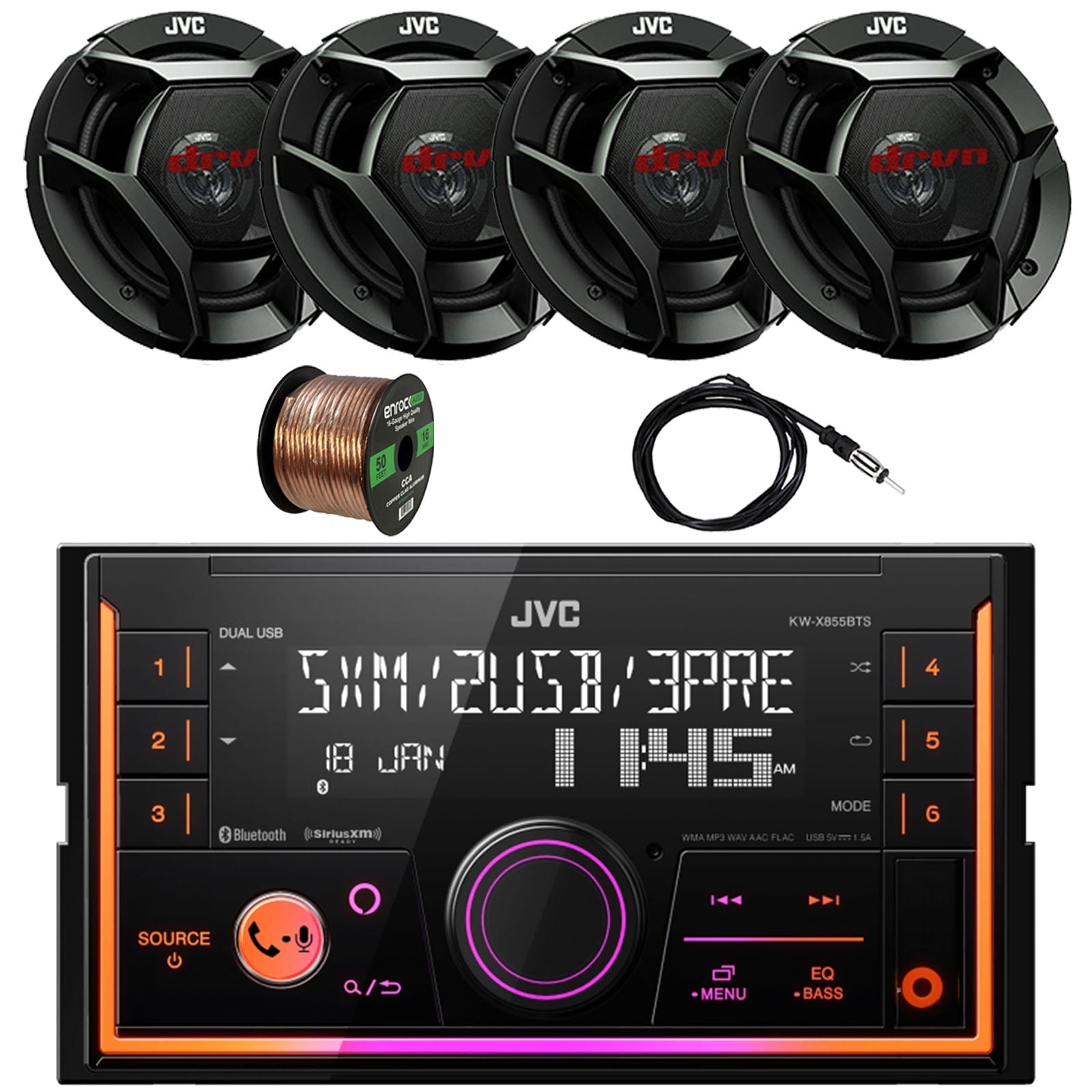 JVC Double DIN In-Dash USB/AUX Bluetooth AM/FM Digital Media Car Radio ...